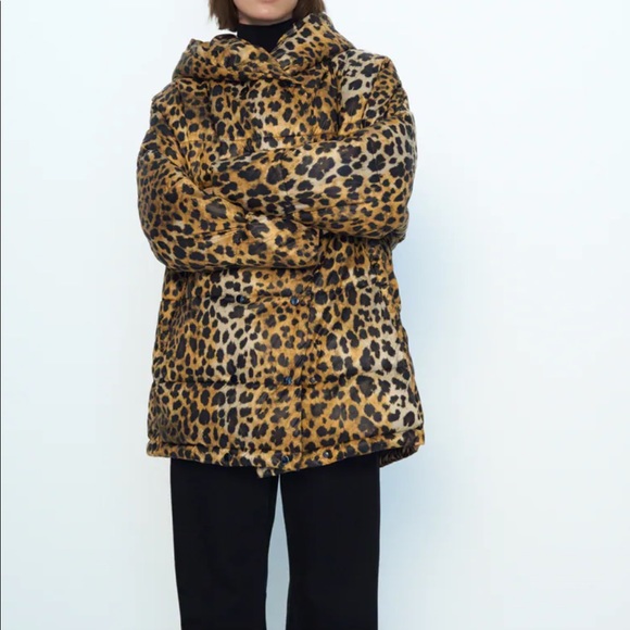 Zara | Jackets & Coats | Zara Leopard Print Puffer Jacket Sold Out ...